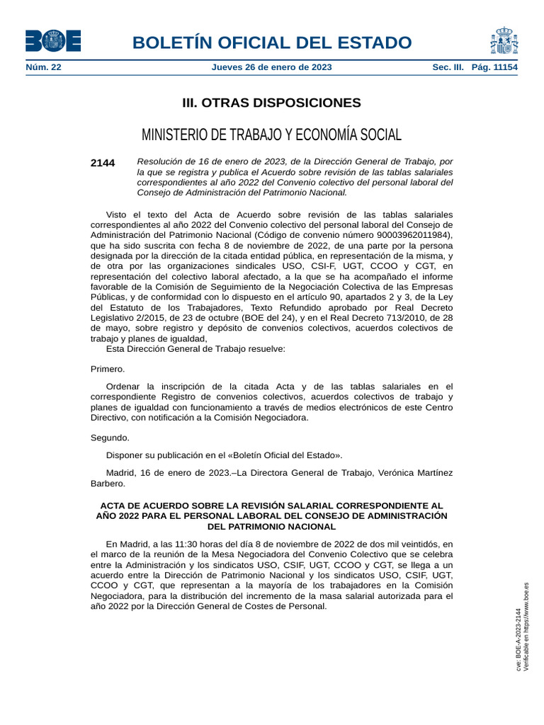 Boe A 2023 2144 | PDF | Salario | Sindicato