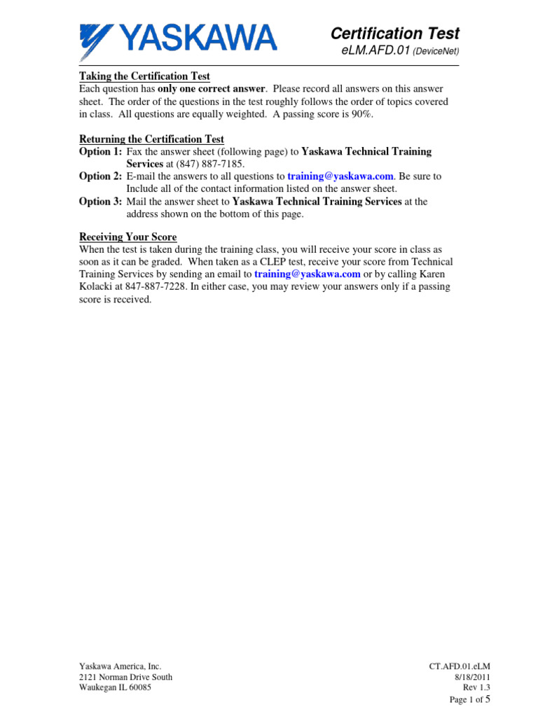 CT - AFD.01.eLM - Certification - Test Version 1.3 | Download Free PDF ...