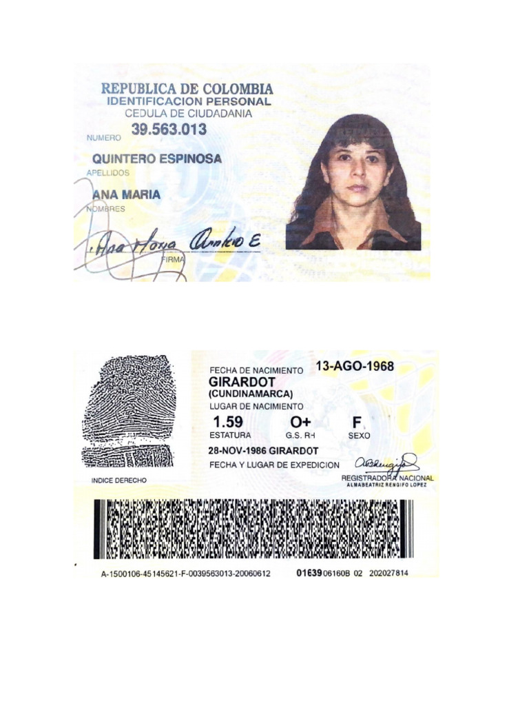 Cédula Ana María Quintero | PDF