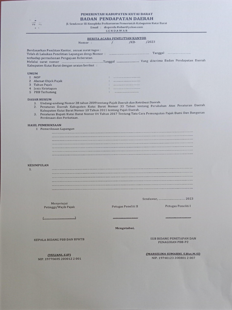 Berita Acara Penelitian KNTR | PDF