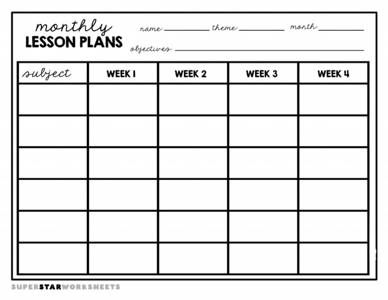 Monthly Lesson Plan Template | PDF
