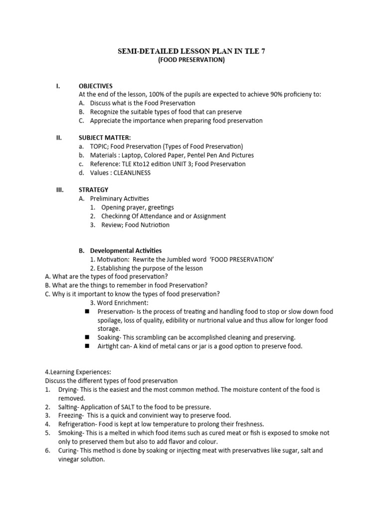 Demo in Tle | PDF | Food Preservation | Pickling