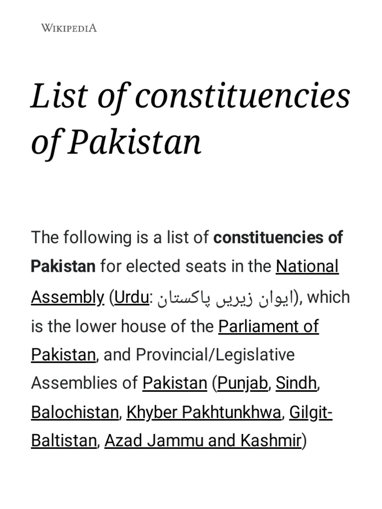 Pakistan Constituencies List 2023 | PDF | Pakistan | Government Of Pakistan