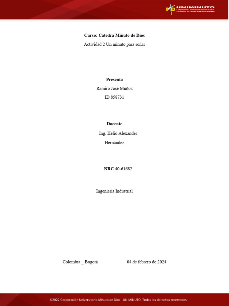 Actividad 2 Un Minuto para Soñar | PDF | Sociedad