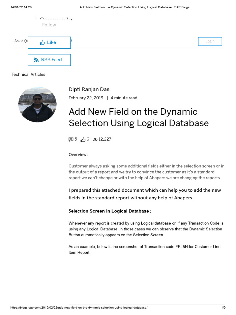 Add New Field On The Dynamic Selection Using Logical Database - SAP Blogs | PDF | Screenshot ...