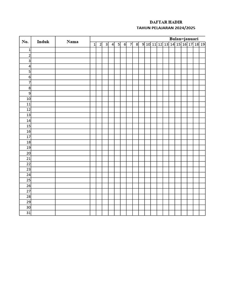 Format Absen Excel | PDF