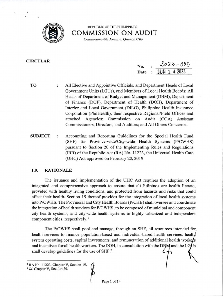 COA Circular No. 2023-0003 Accounting & Reporting Guidelines For ...
