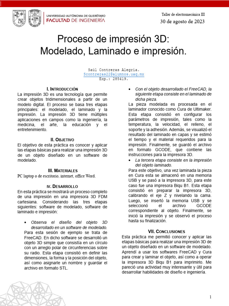 Reporte - 2 Impresión 3D | PDF | Impresión 3d | Software