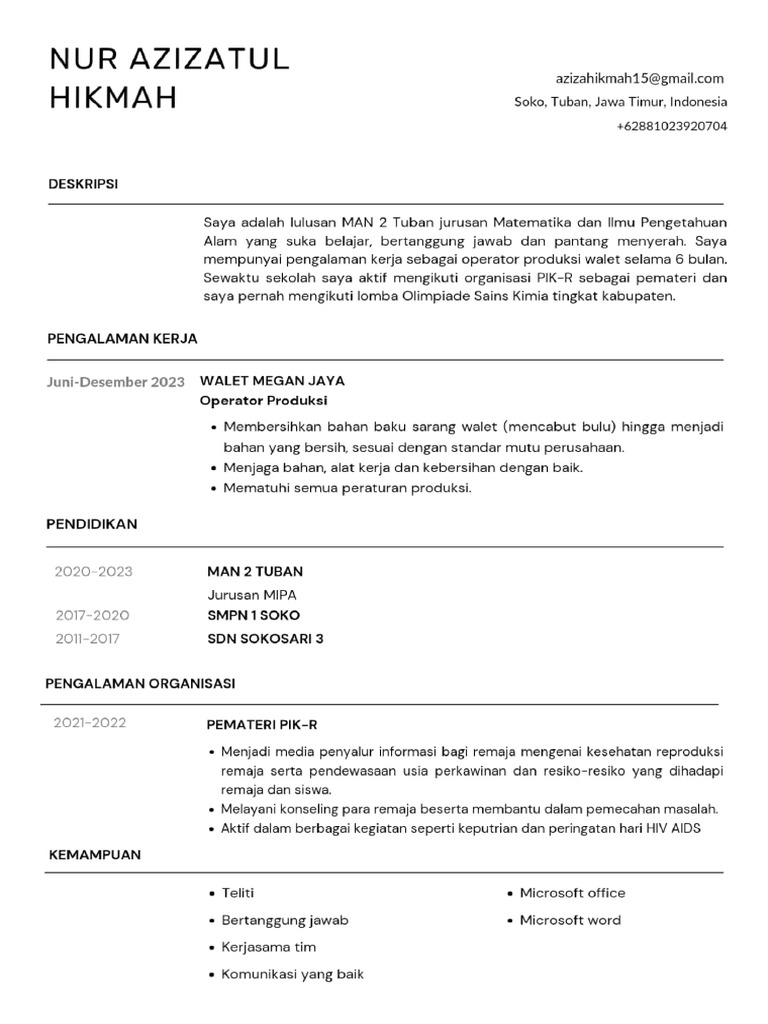 CV Nur Azizatul Hikmah | PDF