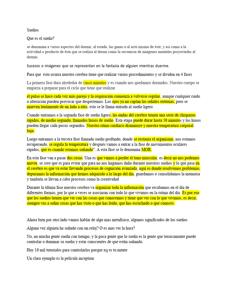 Fases del Ciclo de Sueño y Sus Significados | PDF | Dormir | Sueño