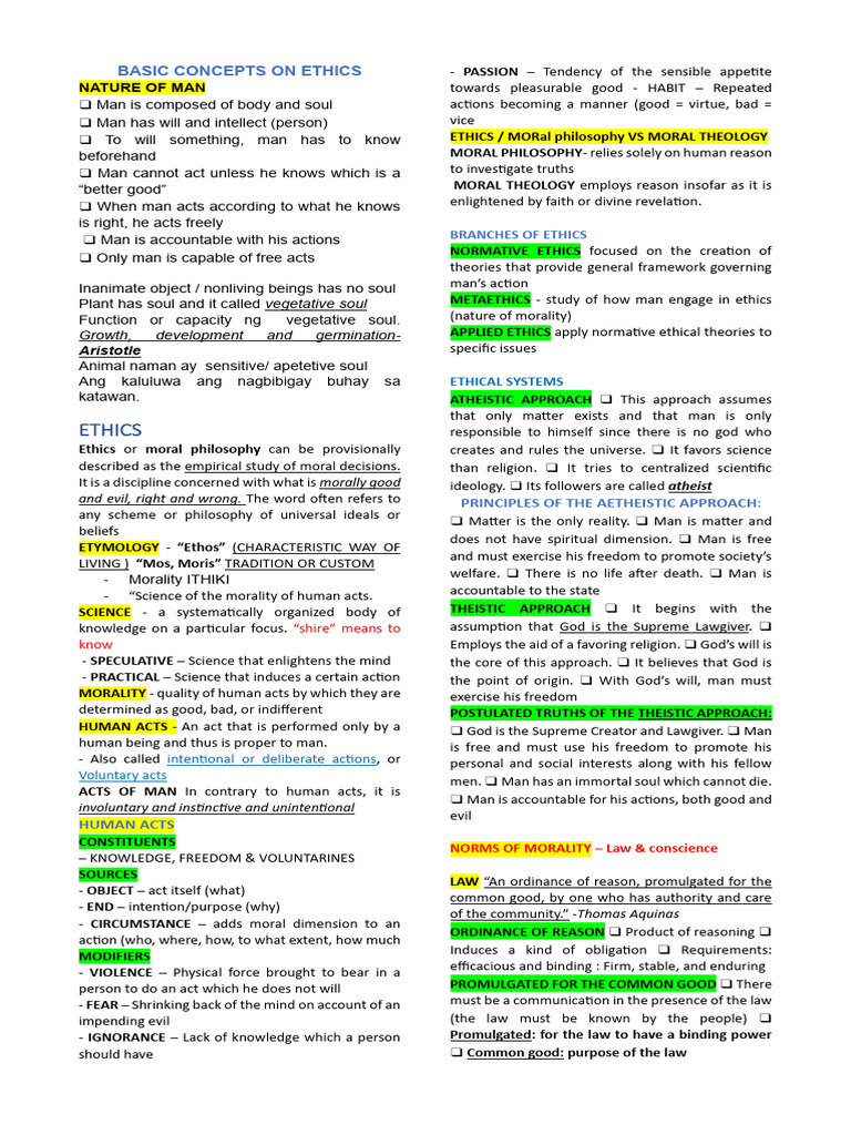 Ethics Reviewer | PDF | Morality | Free Will Ethics Reviewer | PDF | Morality | Free Will