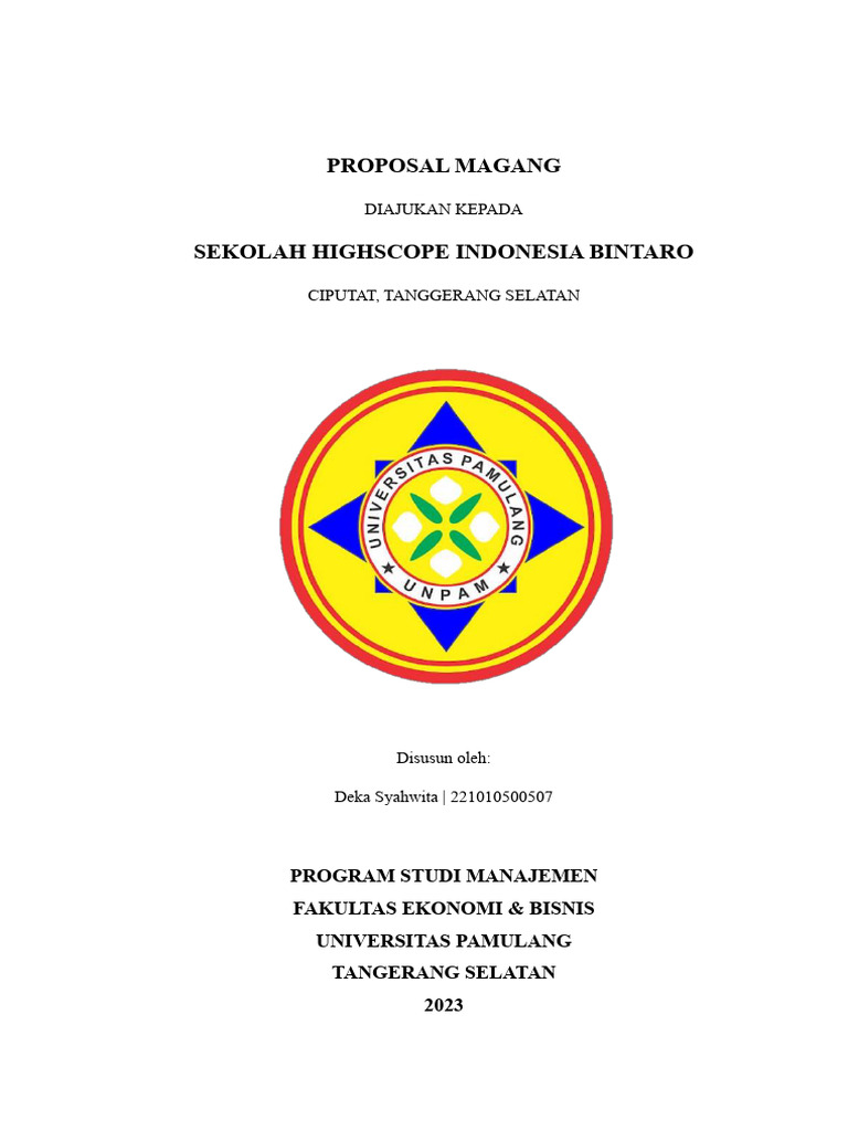 Proposal Magang Mahasiswa | PDF