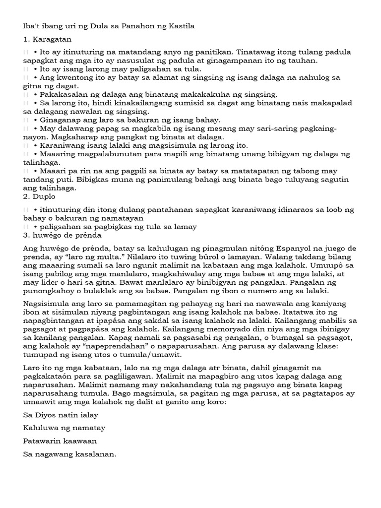 Kasaysayan NG Dula | PDF