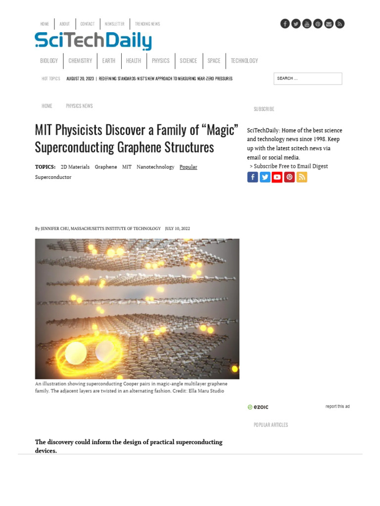 MIT Physicists Discover A Family of "Magic" Superconducting Graphene ...