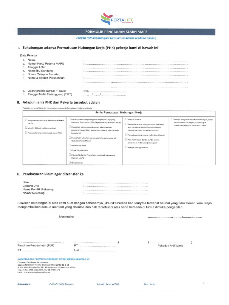 Formulir Pengajuan Klaim Maps | PDF