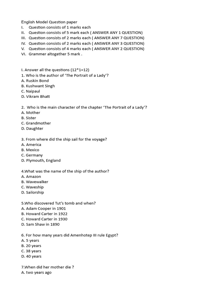 Sri-Tanu English Model Q Paper | PDF | Linguistics