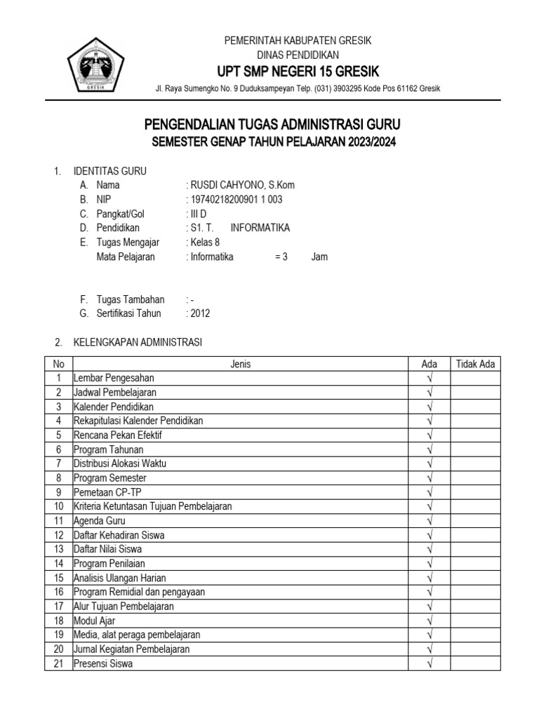 PBM Informatika Kelas 8 Genap 2023-2024 | PDF