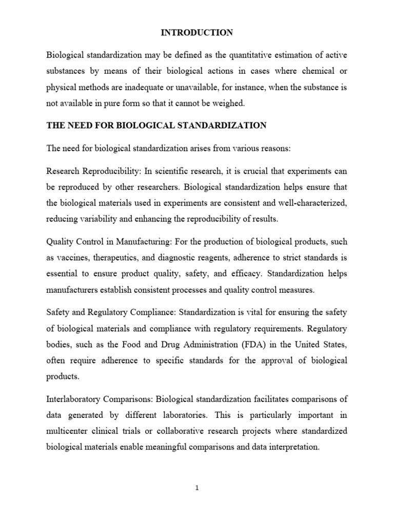 Biological Standardization Overview | PDF | Microbiology