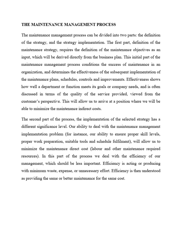 The Maintenance Management Process | PDF