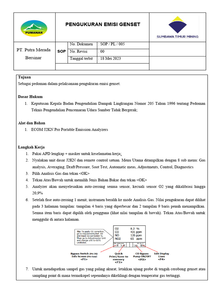 Prosedur Uji Emisi Genset | PDF