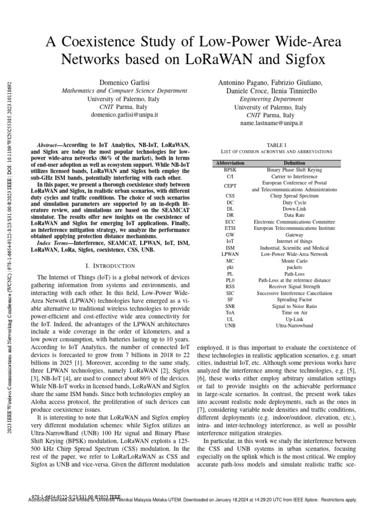 A Coexistence Study of Low-Power Wide-Area Networks based on LoRaWAN ... A Coexistence Study of Low-Power Wide-Area Networks based on LoRaWAN ...