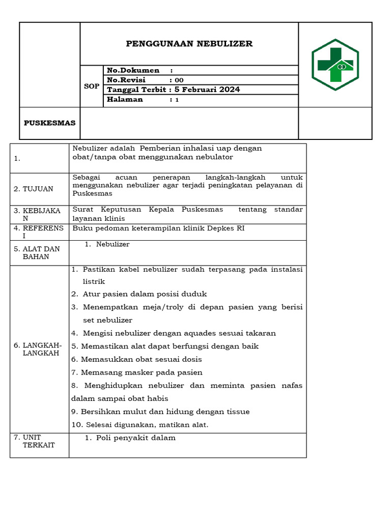 Sop Nebulizer | PDF