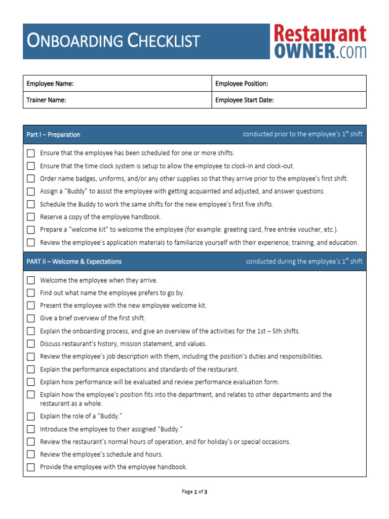 Onboarding Checklist | PDF