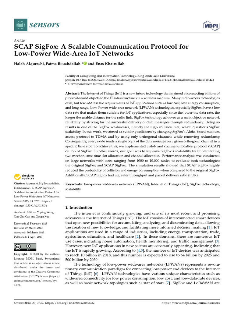 SCAP SigFox A Scalable Communication Protocol For Low-Power Wide-Area ...