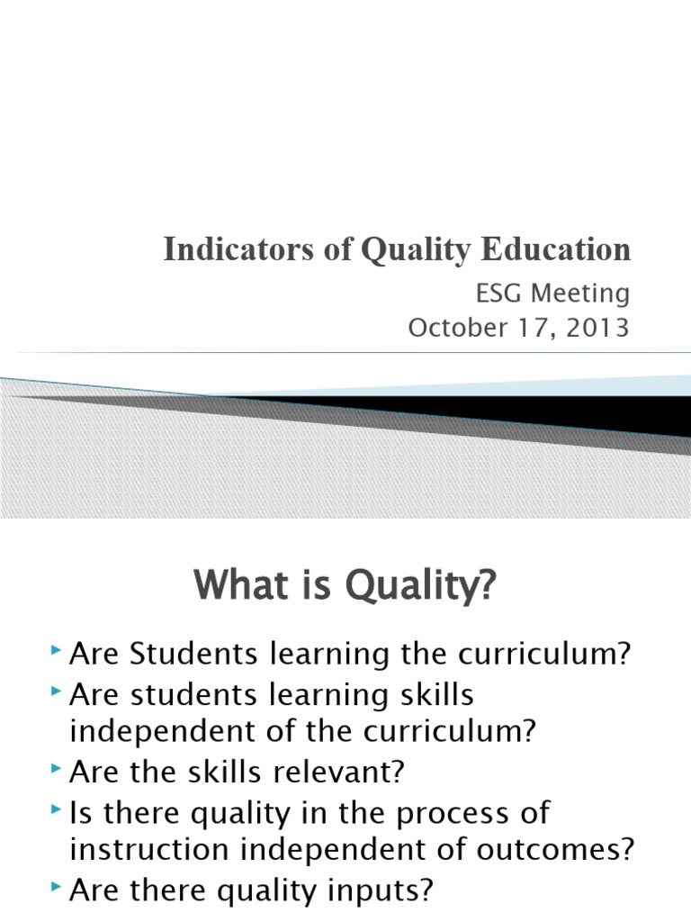 Indicators of Quality Education | PDF