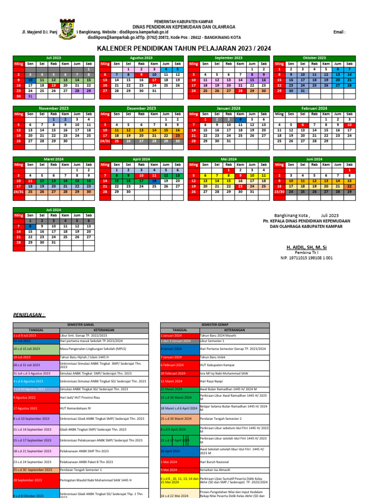 Kalender Pendidikan TP 2023-2024 New | PDF
