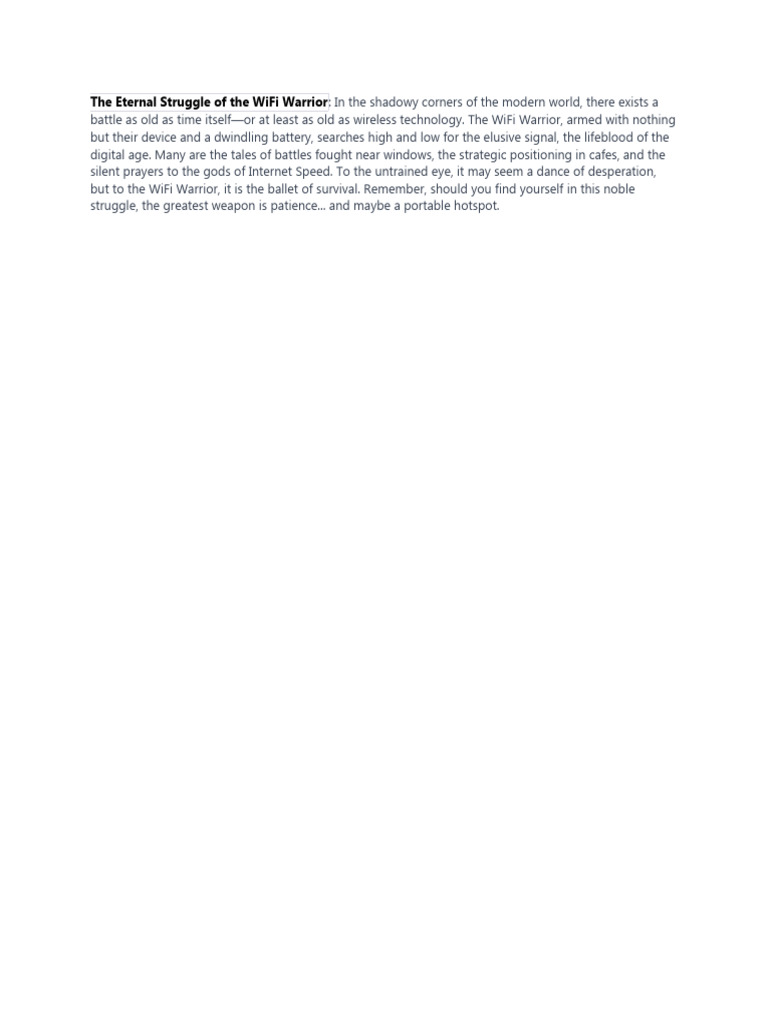 The Eternal Struggle of The WiFi Warrior | PDF