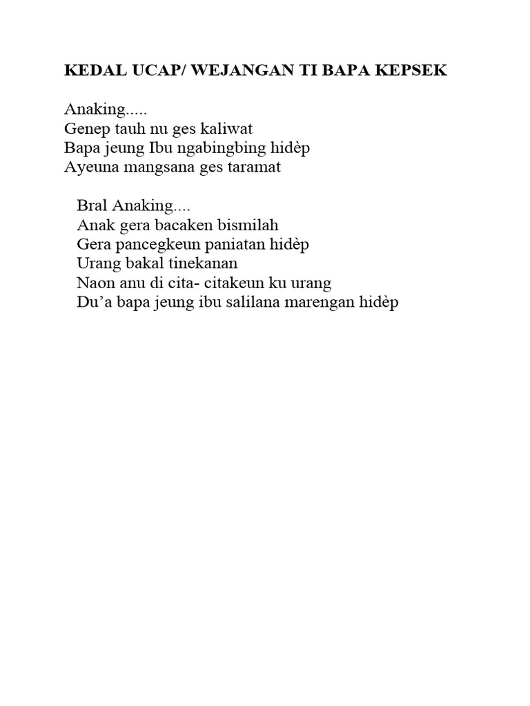 Kedal Usap Ti Kepsek | PDF