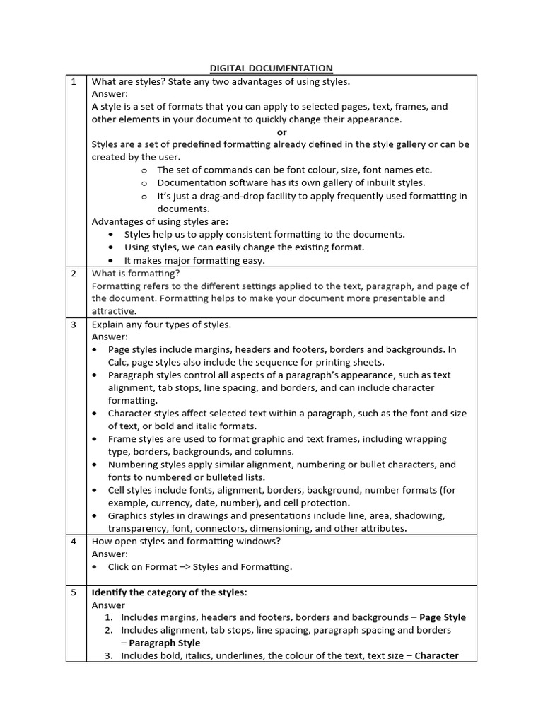 Digital Documentation Notes | PDF | Paragraph | Microsoft Word