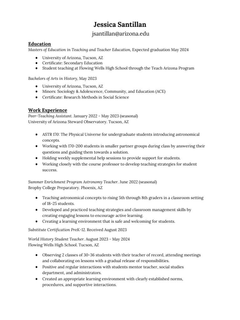 Jessica Santillans Resume | PDF | Social Science | Science & Mathematics