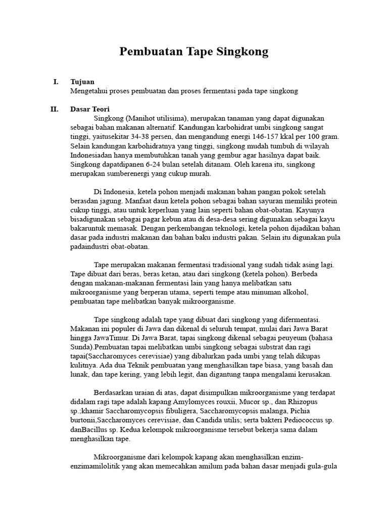 Pembuatan Tape Singkong - KELOMPOK 2 | PDF