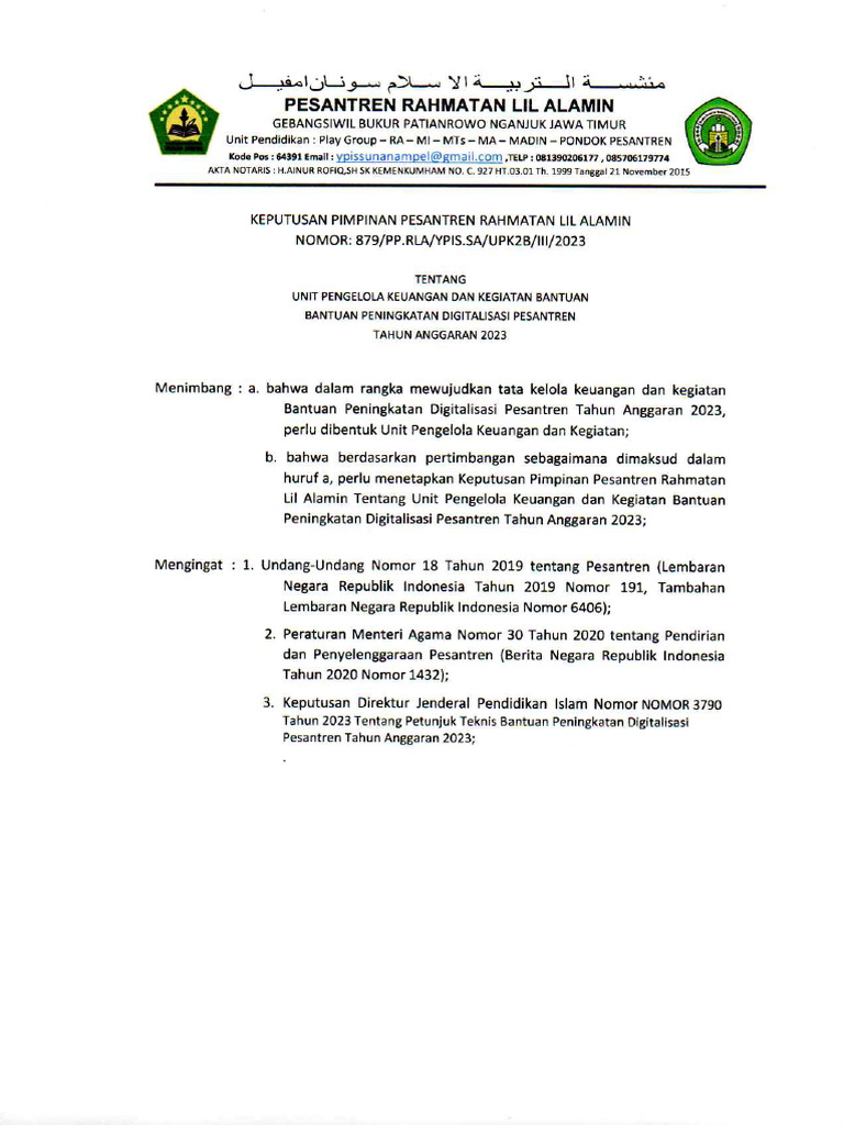 Upk2b Digitalisasi Pesantren 2023 | PDF