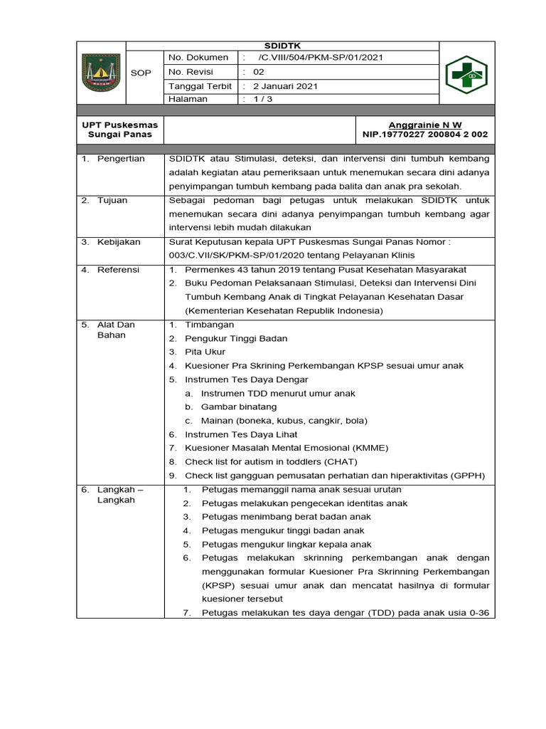 Sop Sdidtk Edit 2 | PDF