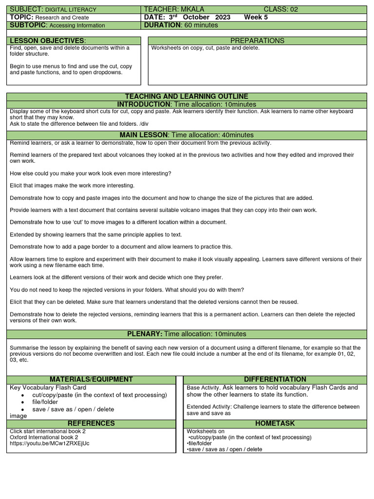 Digital Literacy Year 2 Week 5 | PDF | Computer File | Learning