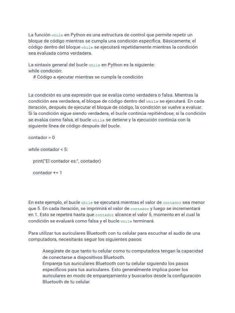 Uso del bucle while en Python | PDF | Python (lenguaje de programación) | Flujo de control