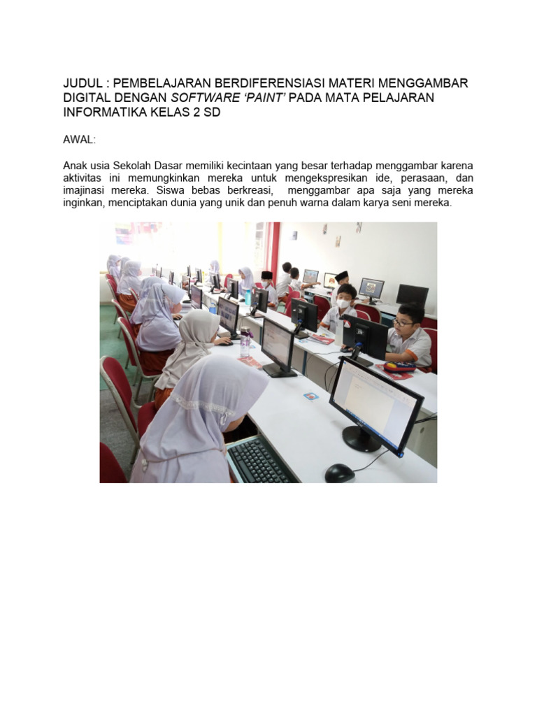 Judul - Pembelajaran Berdiferensiasi Materi Menggambar Digital Dengan Software Paint' Pada Mata ...