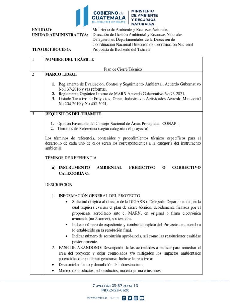 Formulario - Plan de Cierre Técnico | PDF