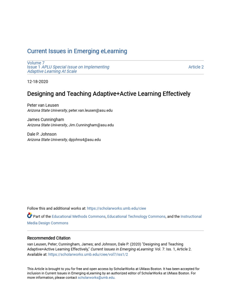 Designing and Teaching Adaptive+Active Learning Effectively | PDF