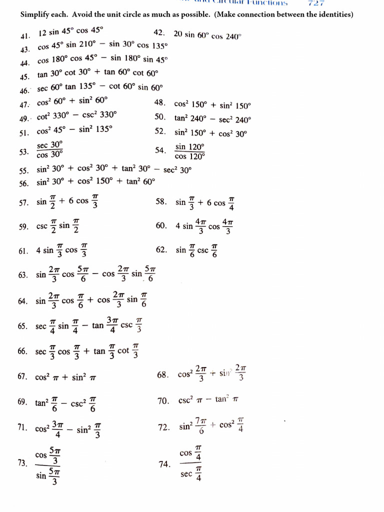 Chap 5 Sec 0.1 Trig Unit Circle Review | PDF