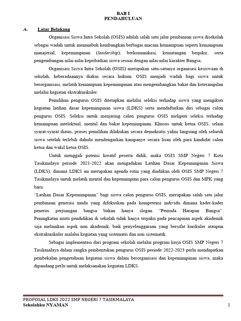 Proposal Kegiatan Ldks 2022 | PDF