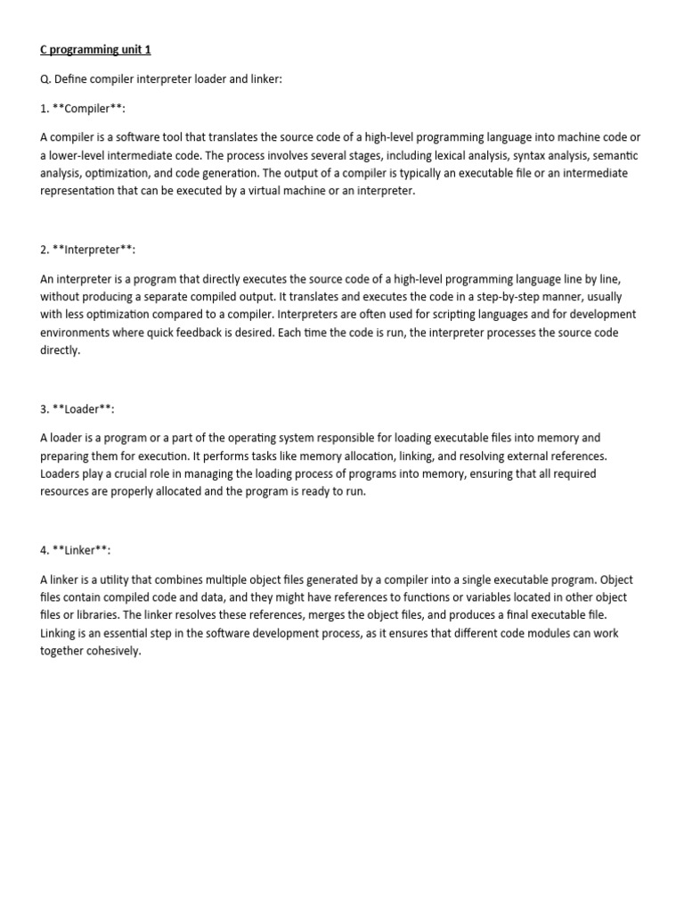 C Programming Unit 1 | PDF