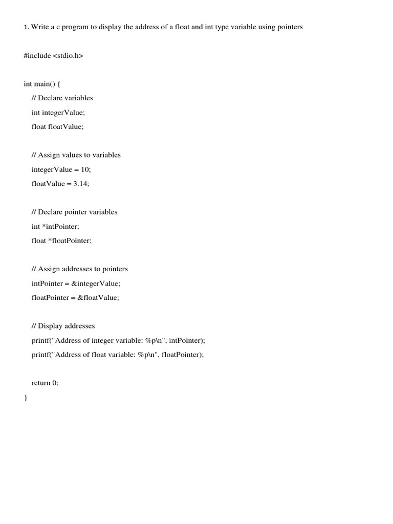 Pointer Based Programs In C Pdf Pointer Computer Programming Integer Computer Science 3328