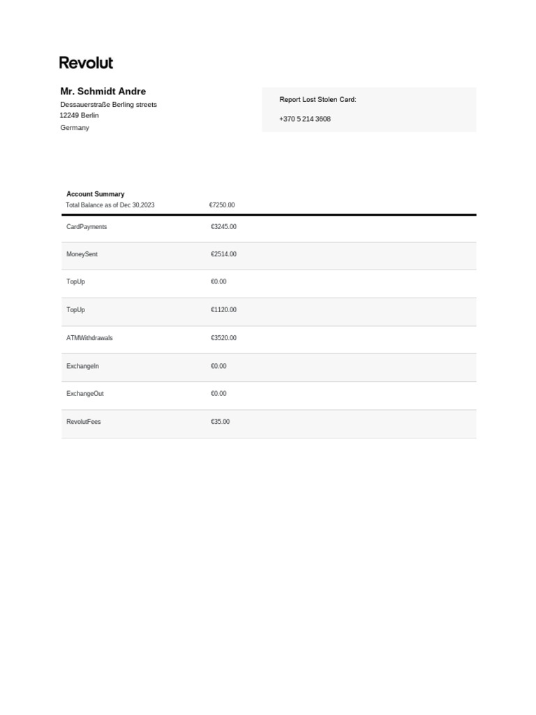 Revolut Account Statement Overview | PDF | Finance & Money Management