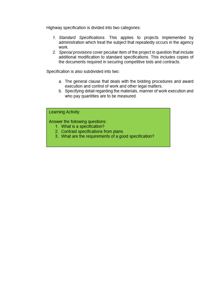 Highway Specifications and Classifications | PDF | Controlled Access ...