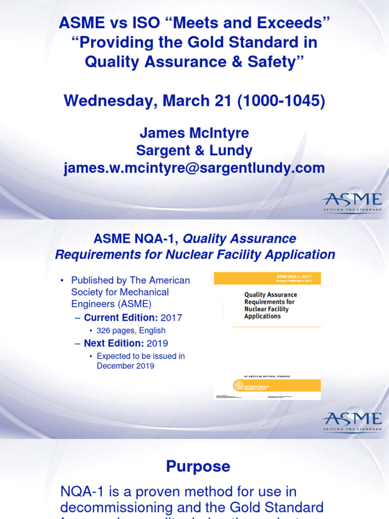 ASME NQA-1-ISO 9001 | PDF