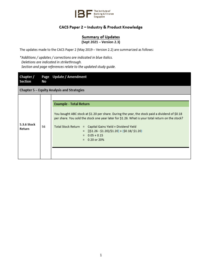CACS Paper 2 Updates Summary 2021 | PDF
